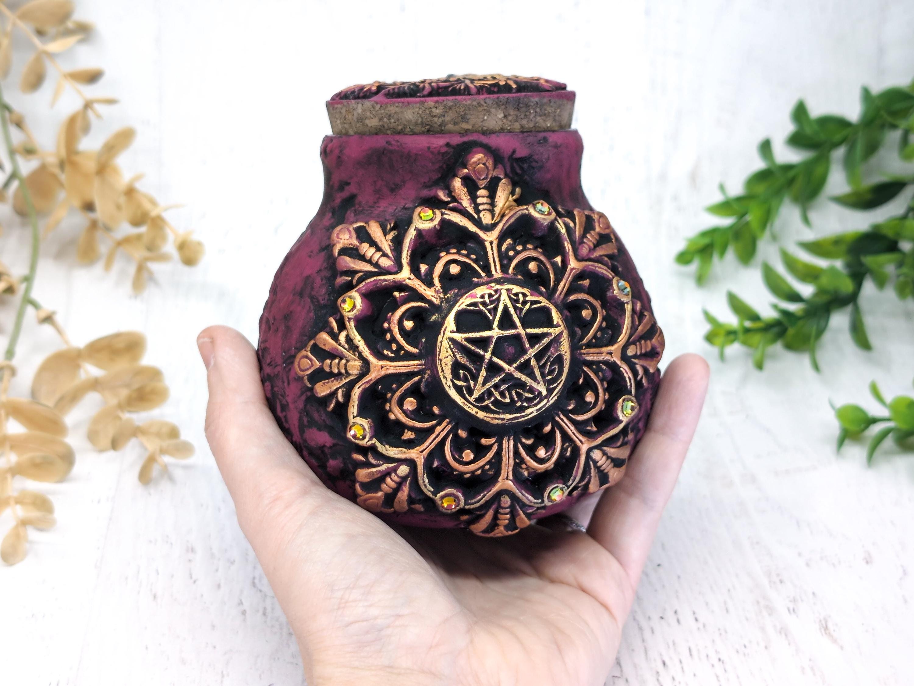 Pentacle Apothecary Jar Potion Bottle, Pentagram Wicca Sculpture ...