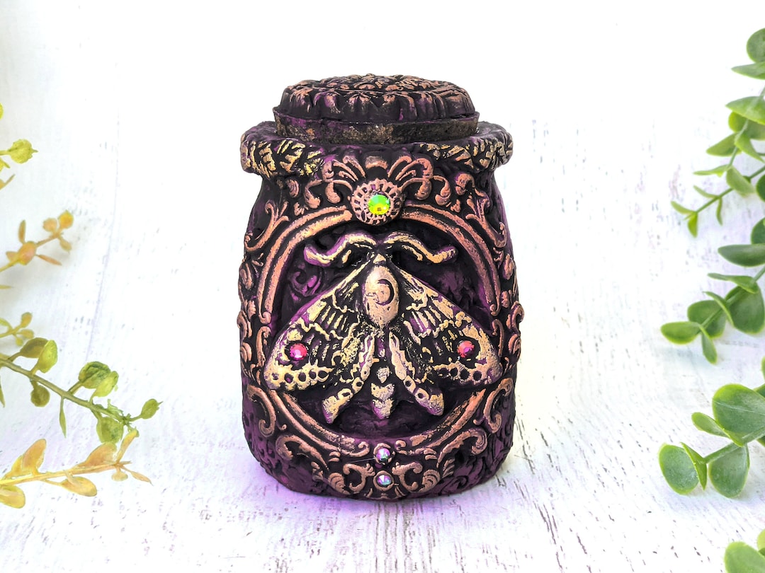 Lunar Moth Urn, Memorial Pet Urn, Small Keepsake Jar for Human Ashes ...