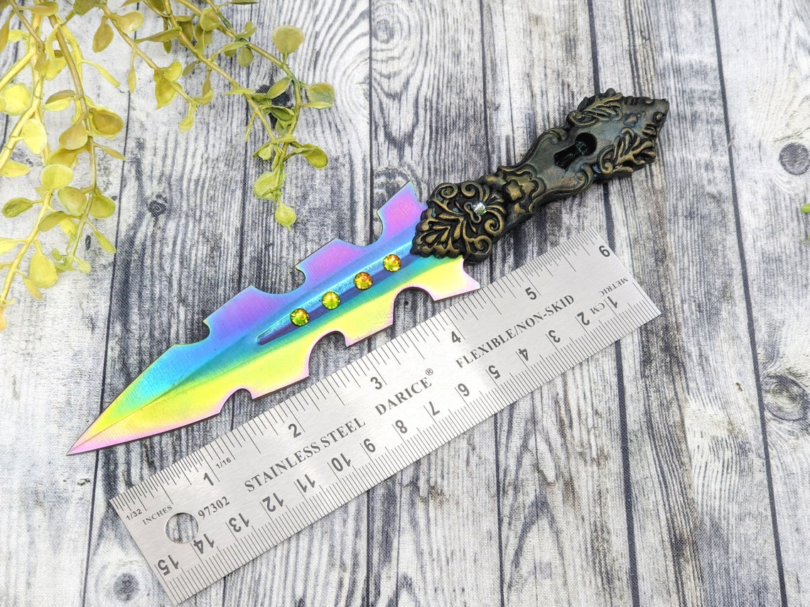 Wiccan Athame Rainbow Crystal Blade / Wicca Ritual Knife - Etsy