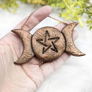 Triple Moon Pentacle Ornament / Christmas Yule Tree Ornament Wiccan ...