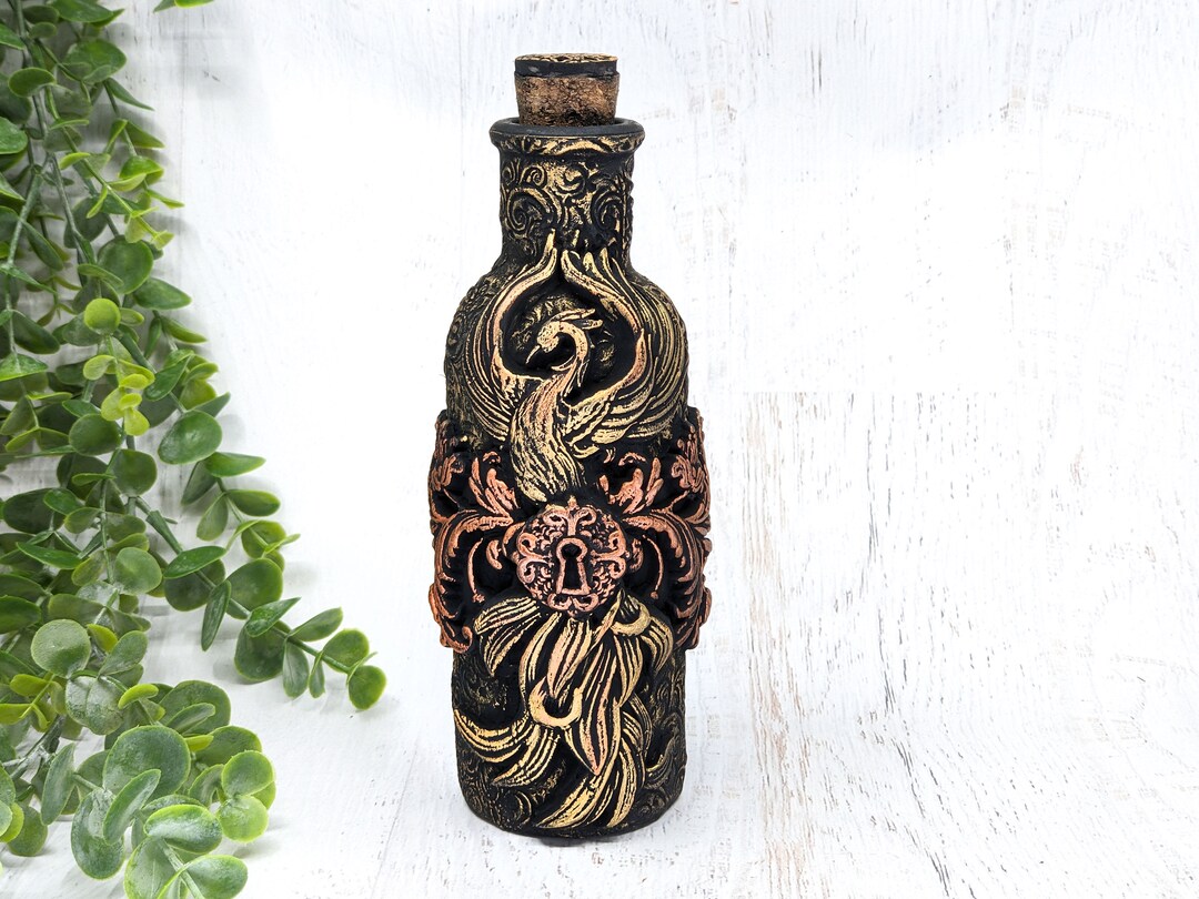 Phoenix Apothecary Jar Potion Bottle, Wiccan Altar Clay Apothecary ...