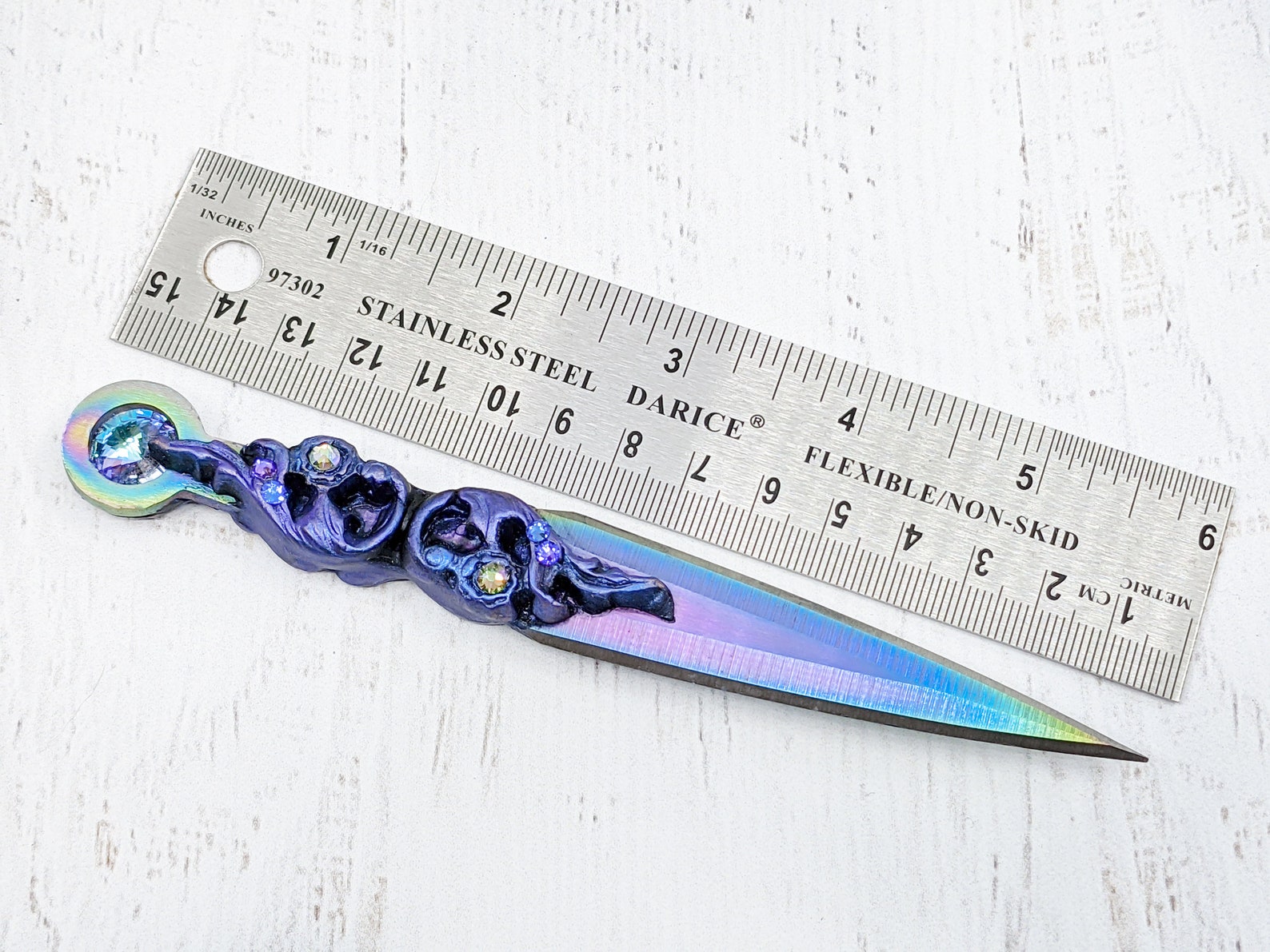 Mini Wiccan Athame Rainbow Crystal Blade, Wicca Ritual Knife Ritual ...