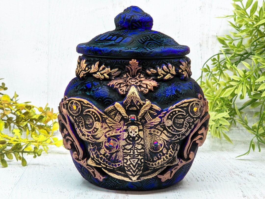 Death Moth Urn, Memorial Pet Urn, Small Keepsake Jar for Human Ashes ...