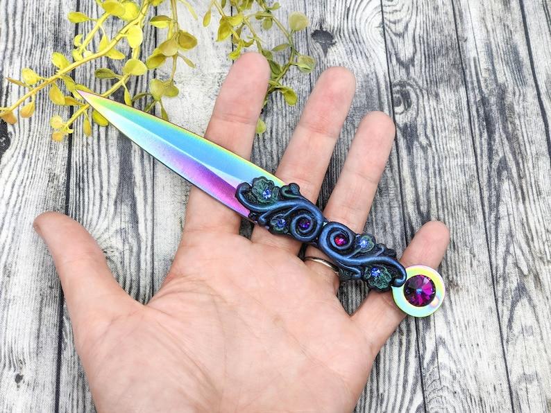 Mini Wiccan Athame Swirls Crystal Blade / Wicca Ritual Knife Ritual ...