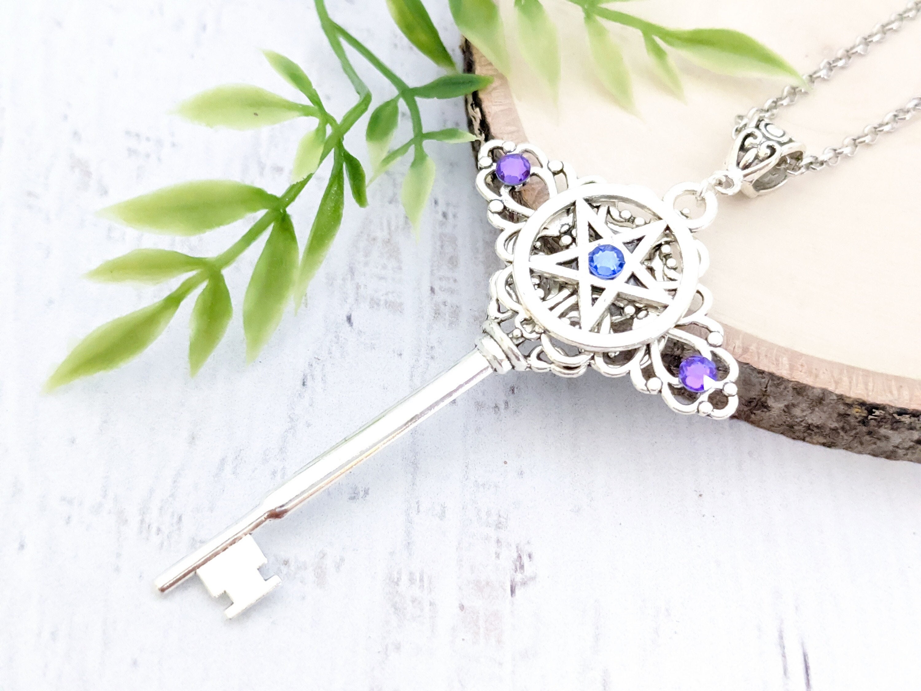Crystal key necklace store