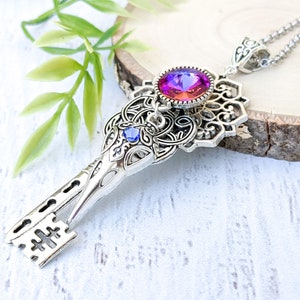 Skeleton Key Necklace "raven's Lament" - Crow Raven Skull Key to My ...