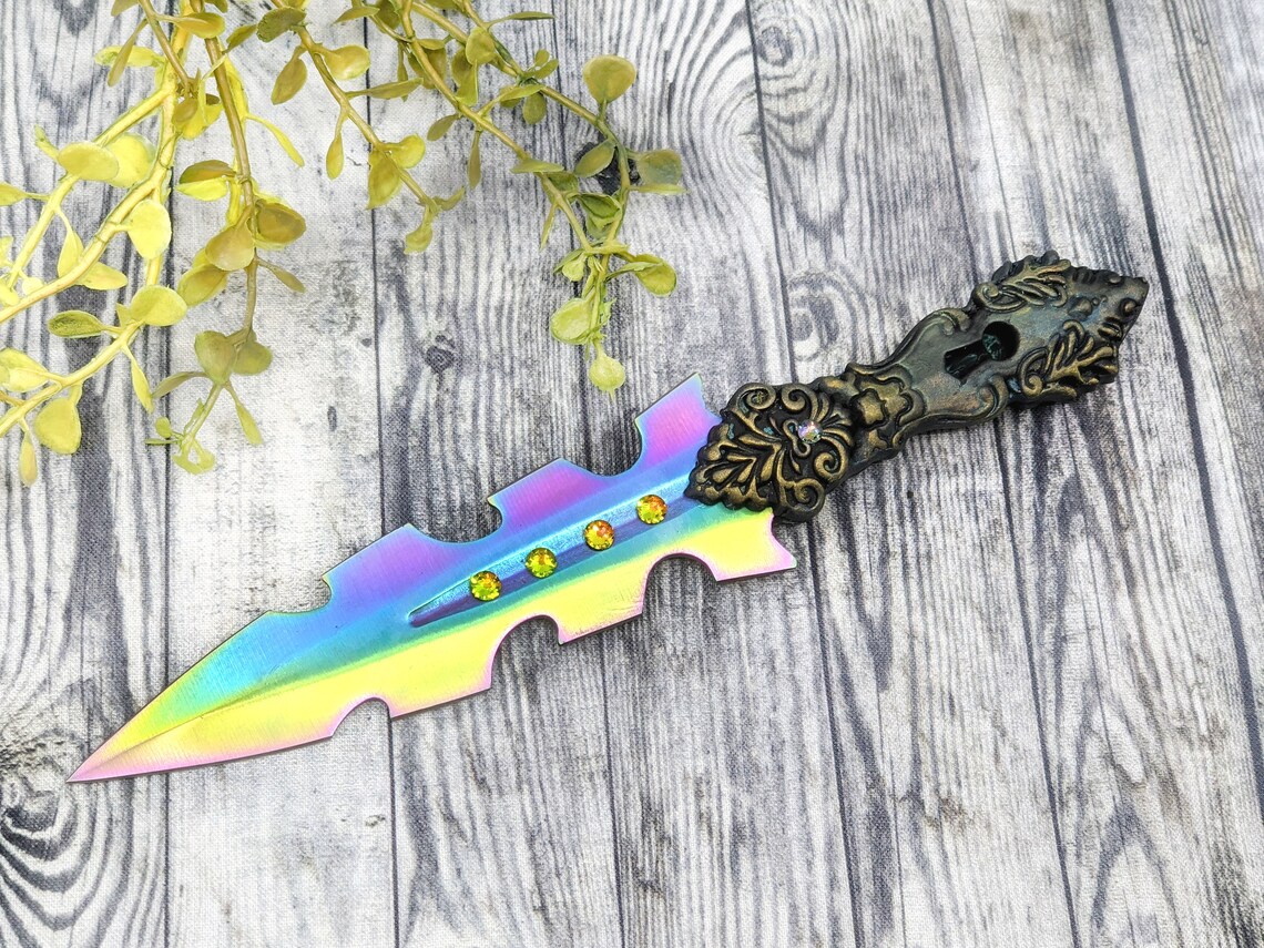 Wiccan Athame Rainbow Crystal Blade / Wicca Ritual Knife | Etsy