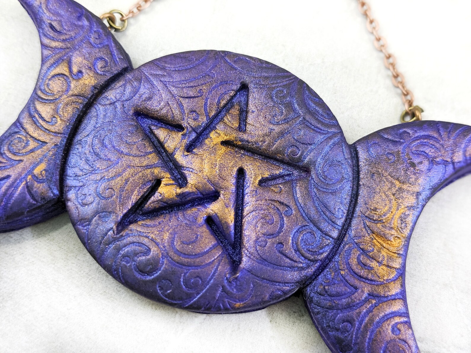 Triple Moon Pentacle Ornament / Christmas Yule Tree Ornament | Etsy