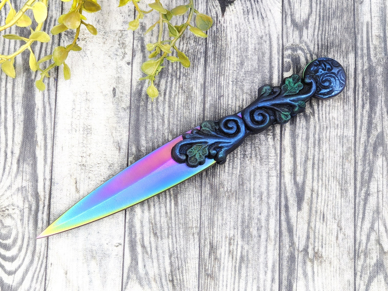 Mini Wiccan Athame Swirls Crystal Blade / Wicca Ritual Knife Ritual ...