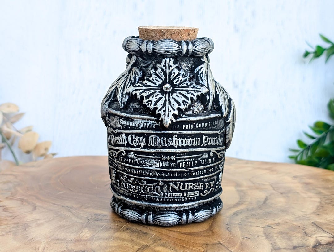 Death Cap Mushroom Poison Potion Bottle Apothecary Jar, Spooky Pagan ...