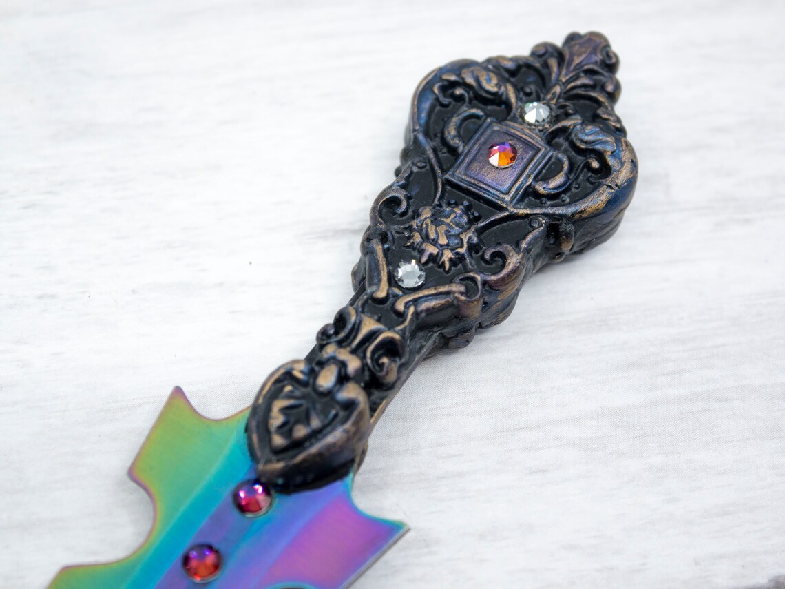 Wiccan Athame Rainbow Crystal Blade Wicca Ritual Knife Ritual Dagger ...