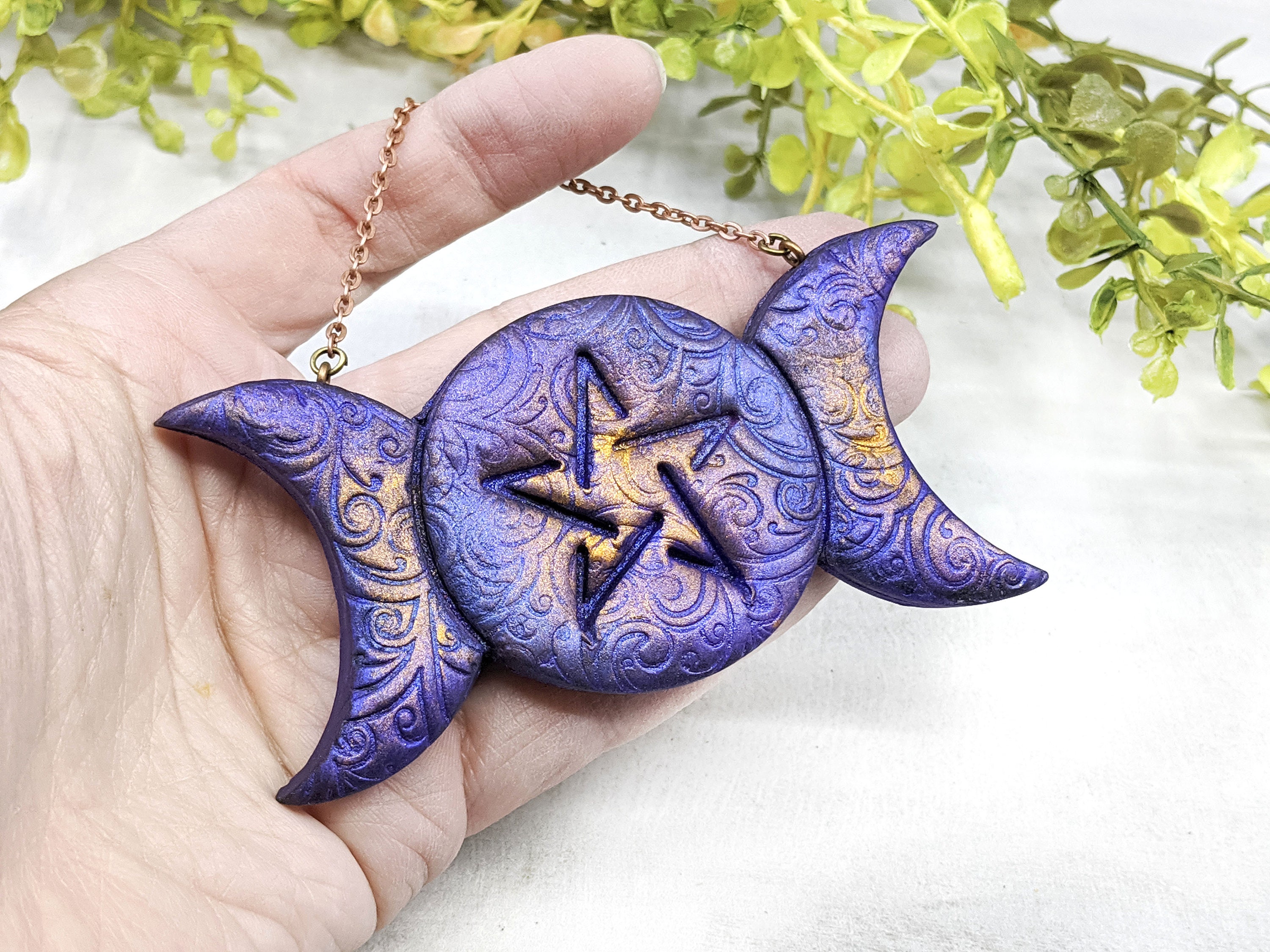 Triple Moon Pentacle Ornament / Christmas Yule Tree Ornament | Etsy