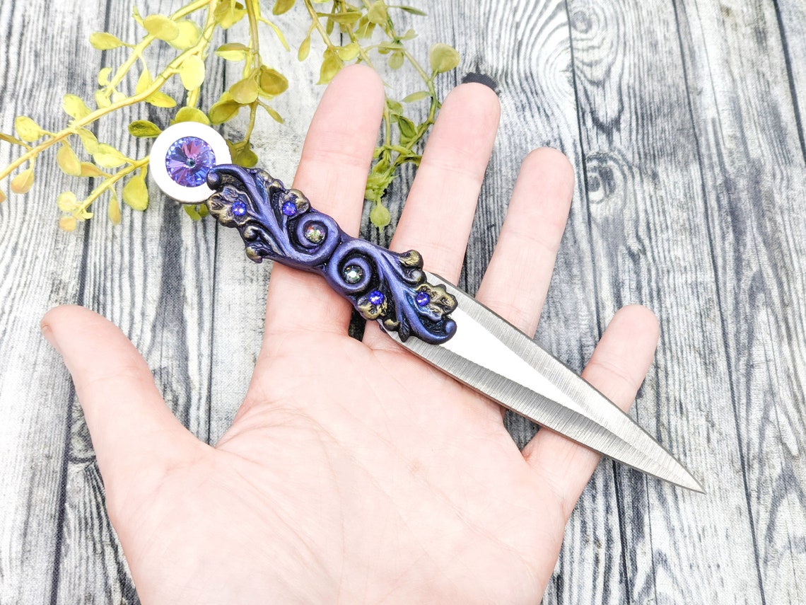Mini Wiccan Athame Swirls Crystal Blade / Wicca Ritual Knife - Etsy