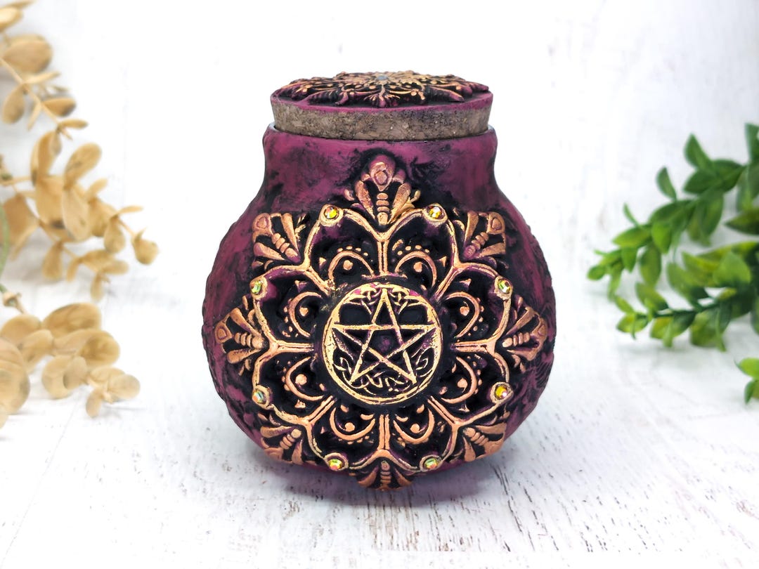 Pentacle Apothecary Jar Potion Bottle, Pentagram Wicca Sculpture ...