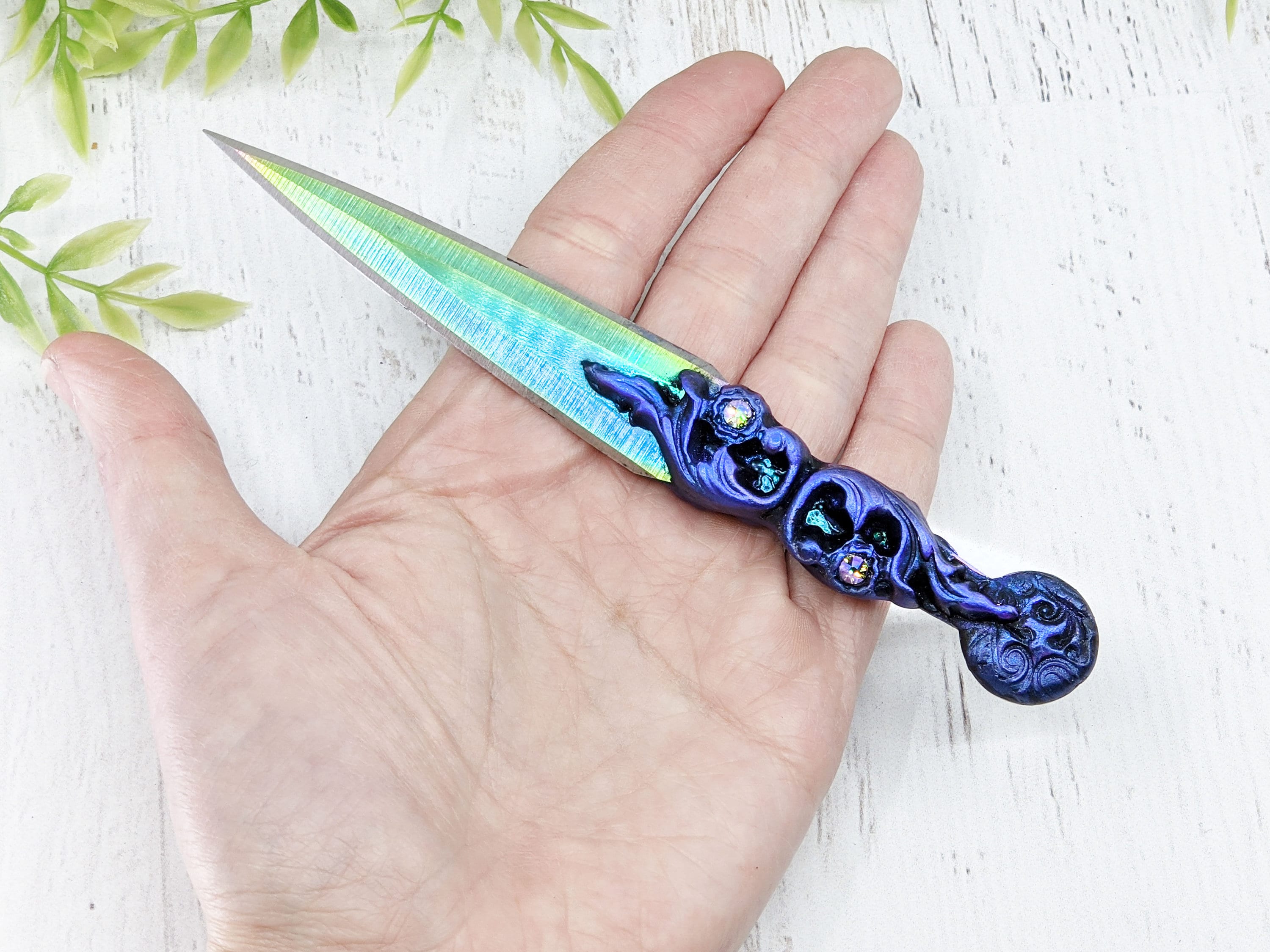 Mini Wiccan Athame Rainbow Crystal Blade Wicca Ritual Knife | Etsy