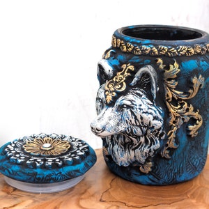 Wolf Head Apothecary Jar Potion Bottle / Gothic Home Decor Wiccan Altar ...