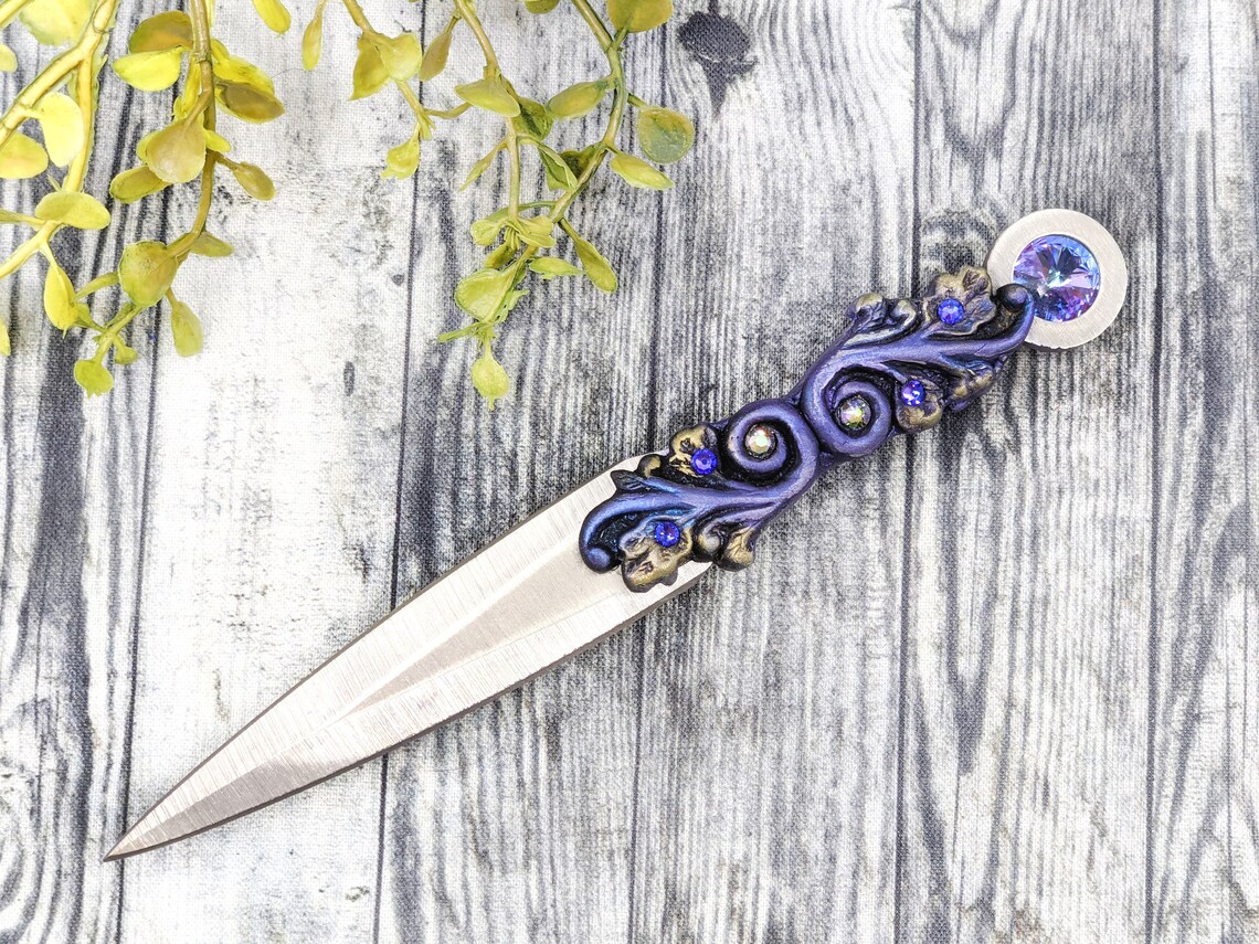 Mini Wiccan Athame Swirls Crystal Blade / Wicca Ritual Knife - Etsy