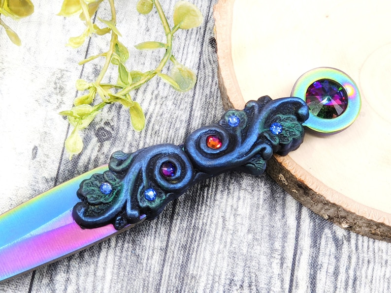 Mini Wiccan Athame Swirls Crystal Blade / Wicca Ritual Knife | Etsy