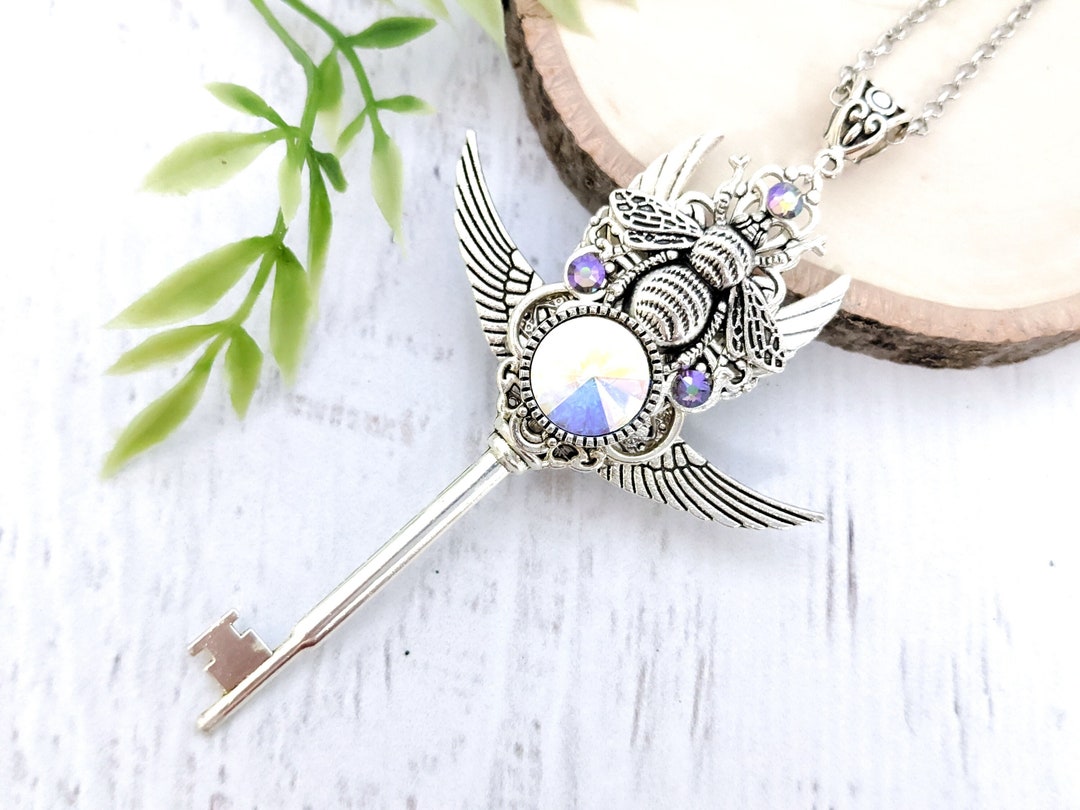 Skeleton Key Necklace "honeyed Wings" - Bee Necklace, Key to My Heart ...