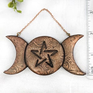 Triple Moon Pentacle Ornament / Christmas Yule Tree Ornament Wiccan ...