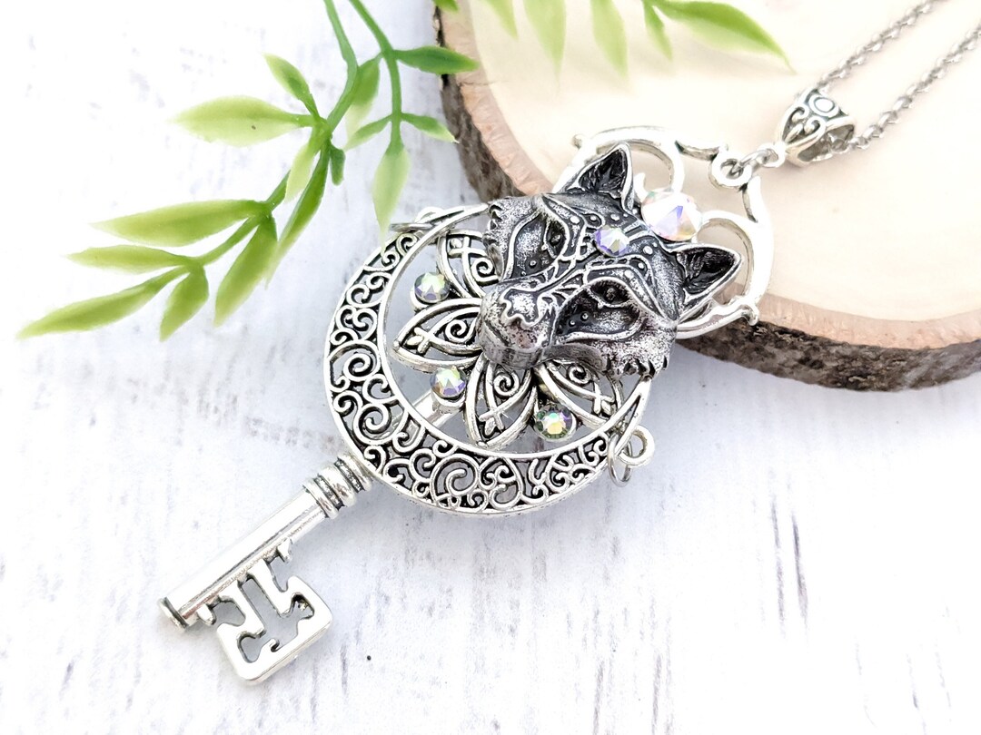 Skeleton Key Necklace sacred Protector Large Wolf Key to My Heart ...