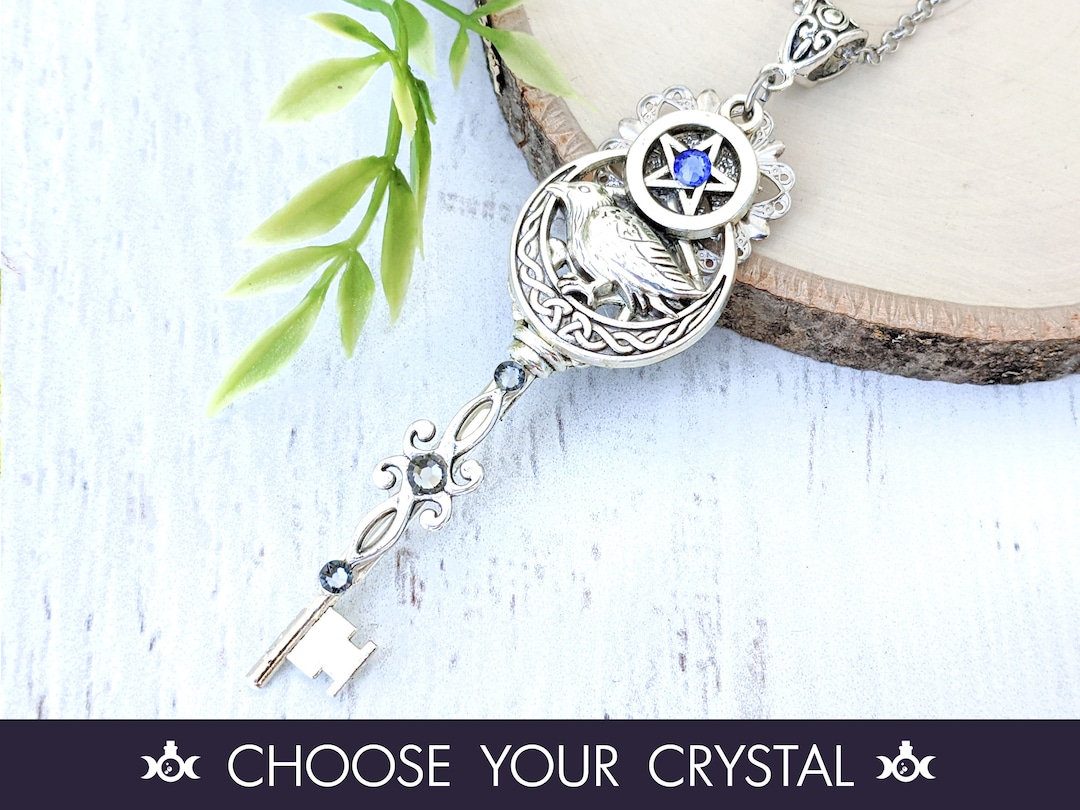 Skeleton Key Necklace "nightwatcher" - Crow Pentacle Moon Key to My ...
