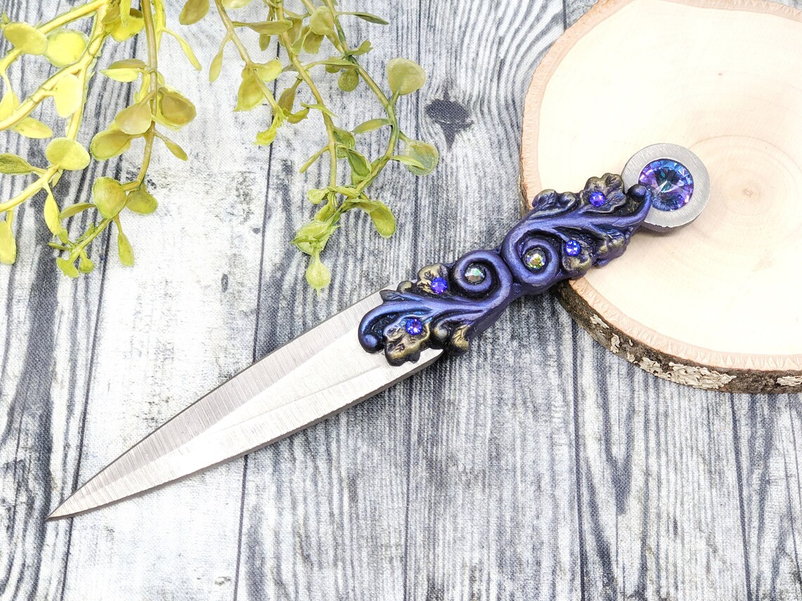 Mini Wiccan Athame Swirls Crystal Blade / Wicca Ritual Knife - Etsy