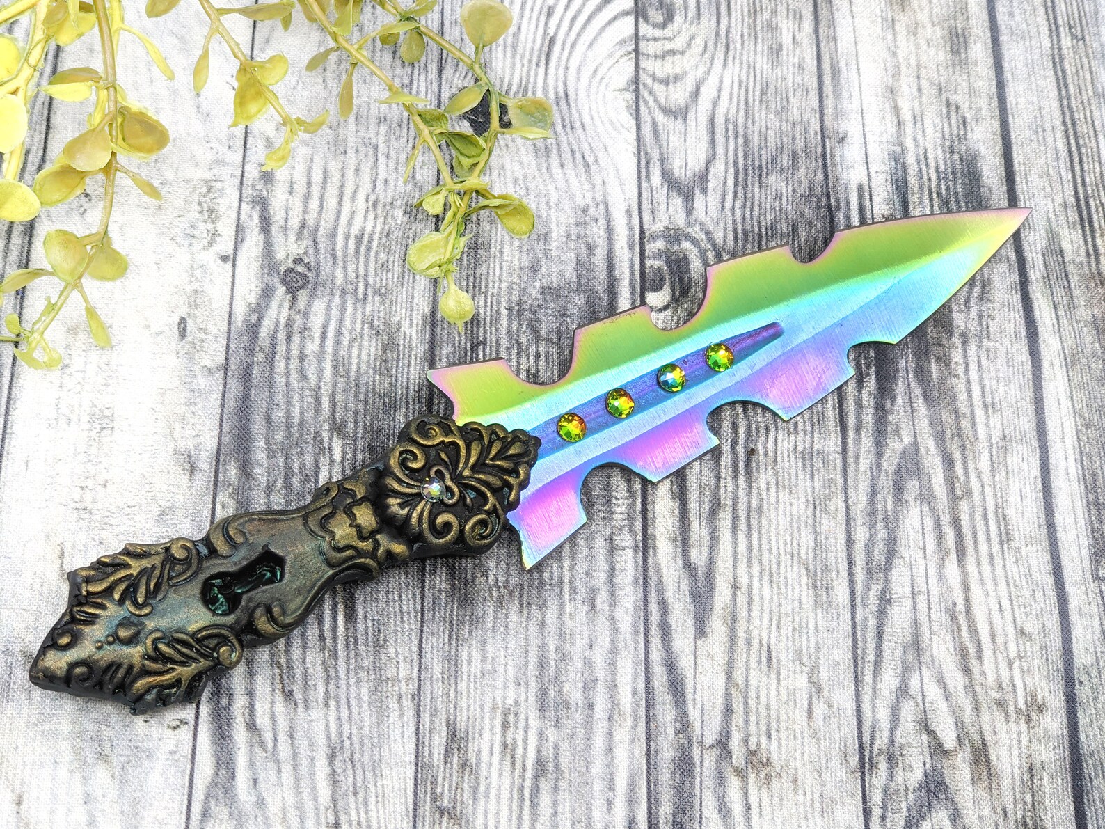 Wiccan Athame Rainbow Crystal Blade / Wicca Ritual Knife | Etsy
