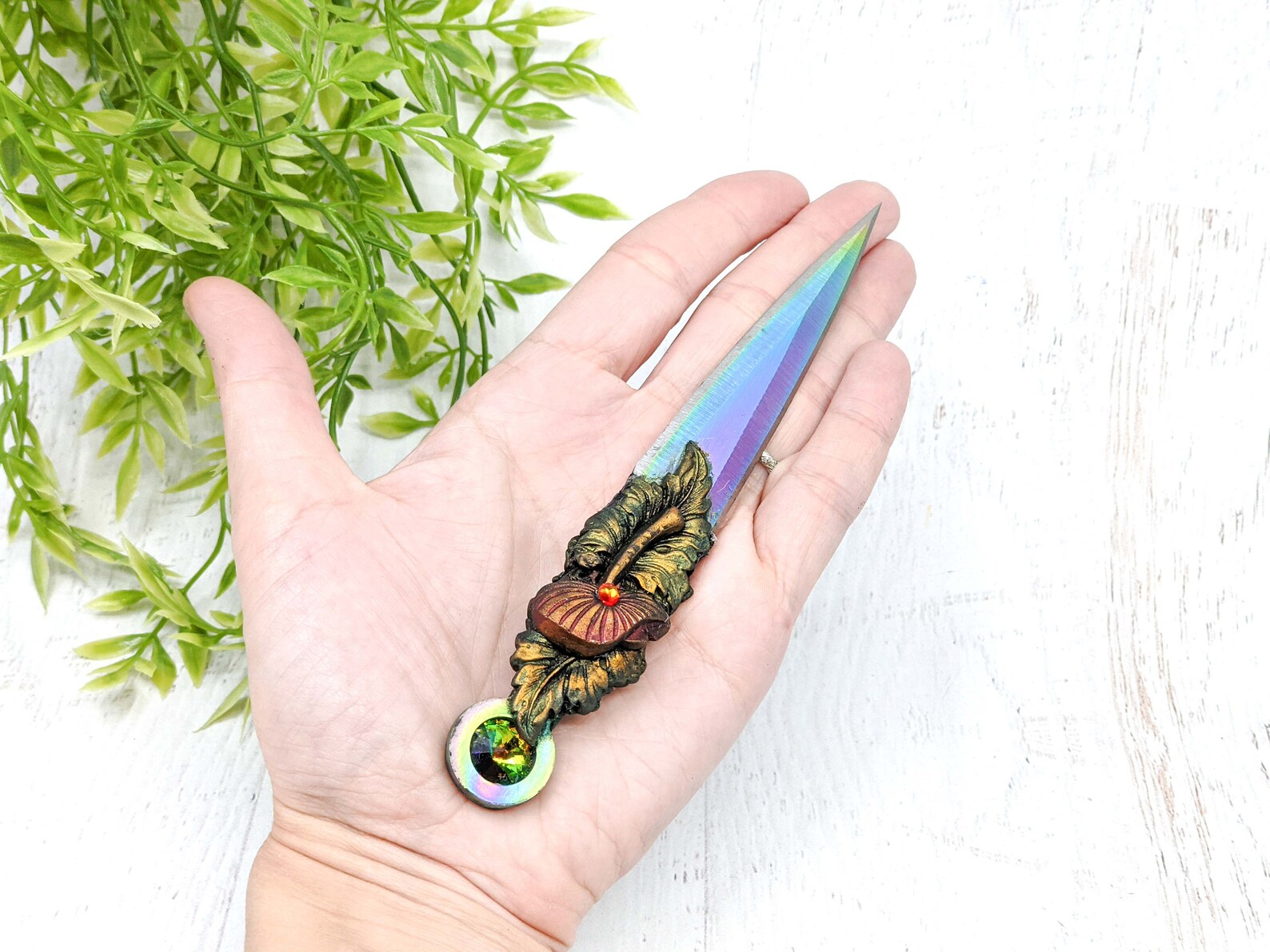Mushroom Wiccan Athame Woodland Crystal Blade, Wicca Ritual Knife ...