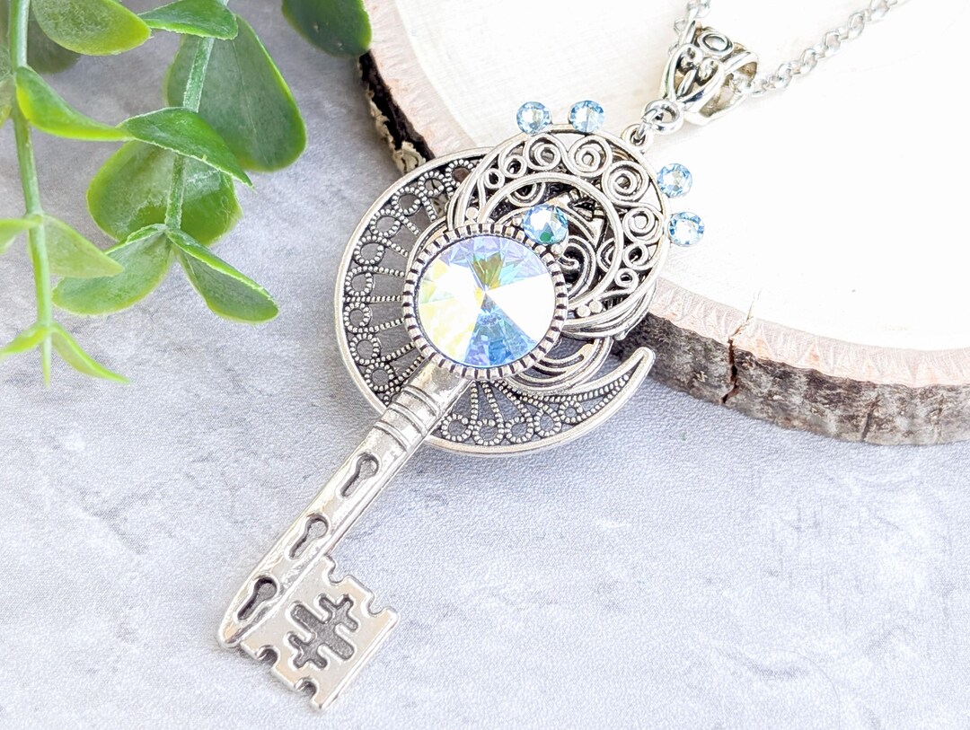 Skeleton Key Necklace "moon Maiden" - Celestial Key to My Heart Crystal ...