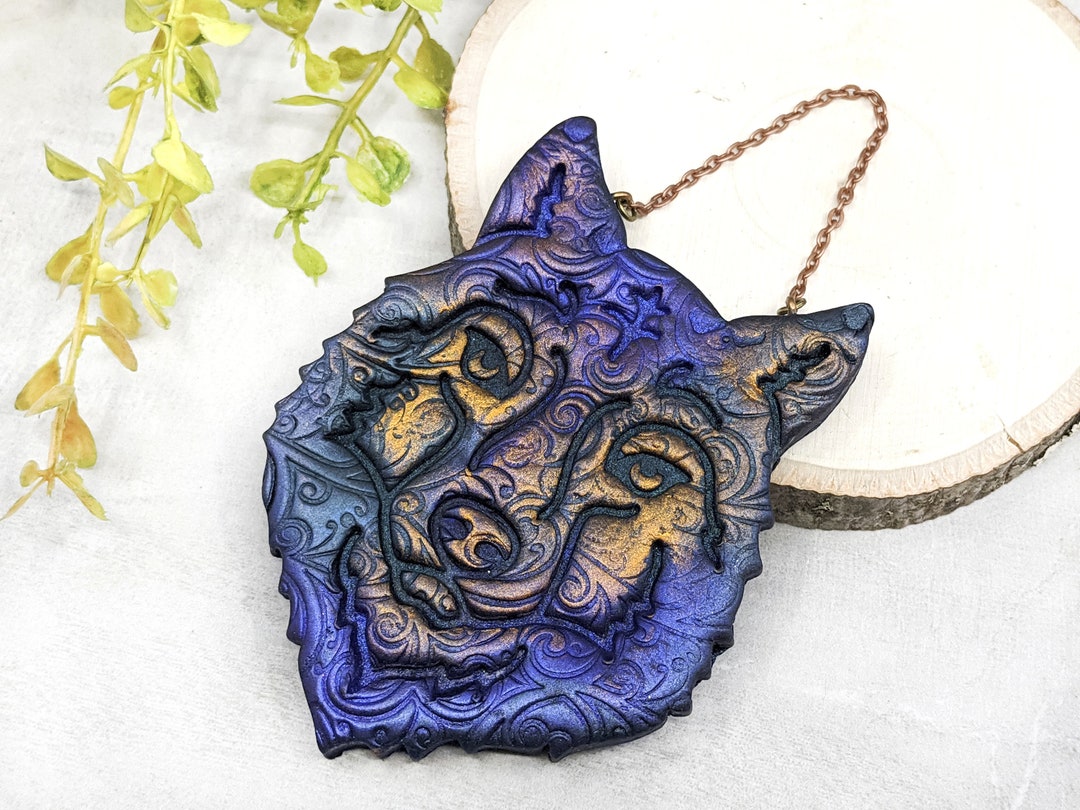 Wolf Ornament / Christmas Yule Tree Ornament Wiccan Protection Amulet ...