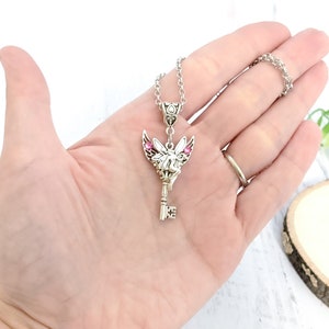 Mini Skeleton Key Necklace "petite Pixie" - Small Fae Faerie Crystal ...