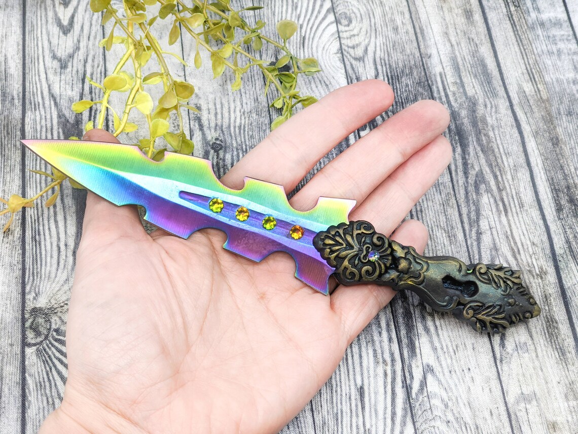 Wiccan Athame Rainbow Crystal Blade / Wicca Ritual Knife | Etsy