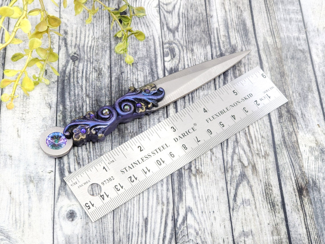 Mini Wiccan Athame Swirls Crystal Blade / Wicca Ritual Knife - Etsy