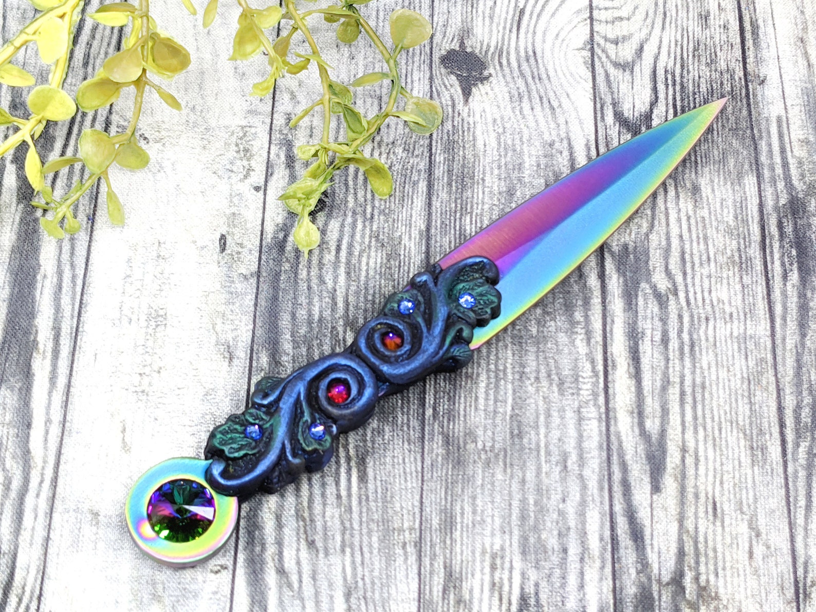 Mini Wiccan Athame Swirls Crystal Blade / Wicca Ritual Knife Ritual ...