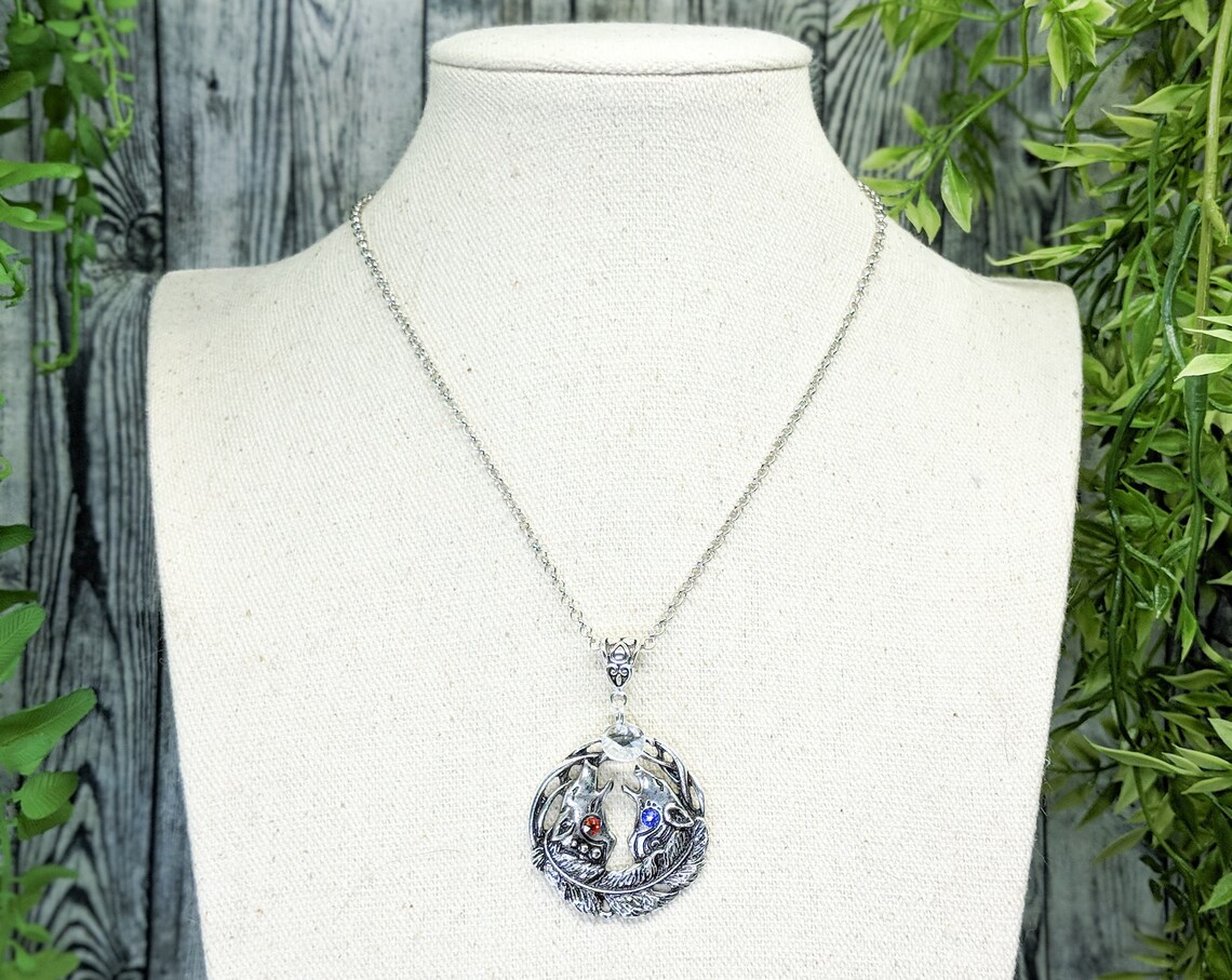 Wolf Necklace Couples Crystal Wiccan Jewelry / Pagan Jewelry | Etsy