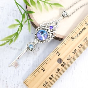 Skeleton Key Necklace "fleur De Lune" - Ornate Lilac Key to My Heart ...
