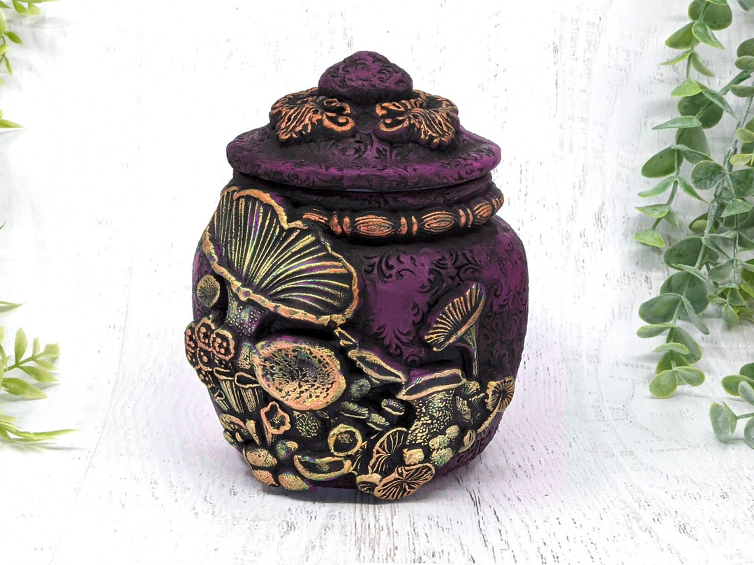 Mushroom Urn, Memorial Pet Urn, Small Keepsake Jar for Human Ashes ...