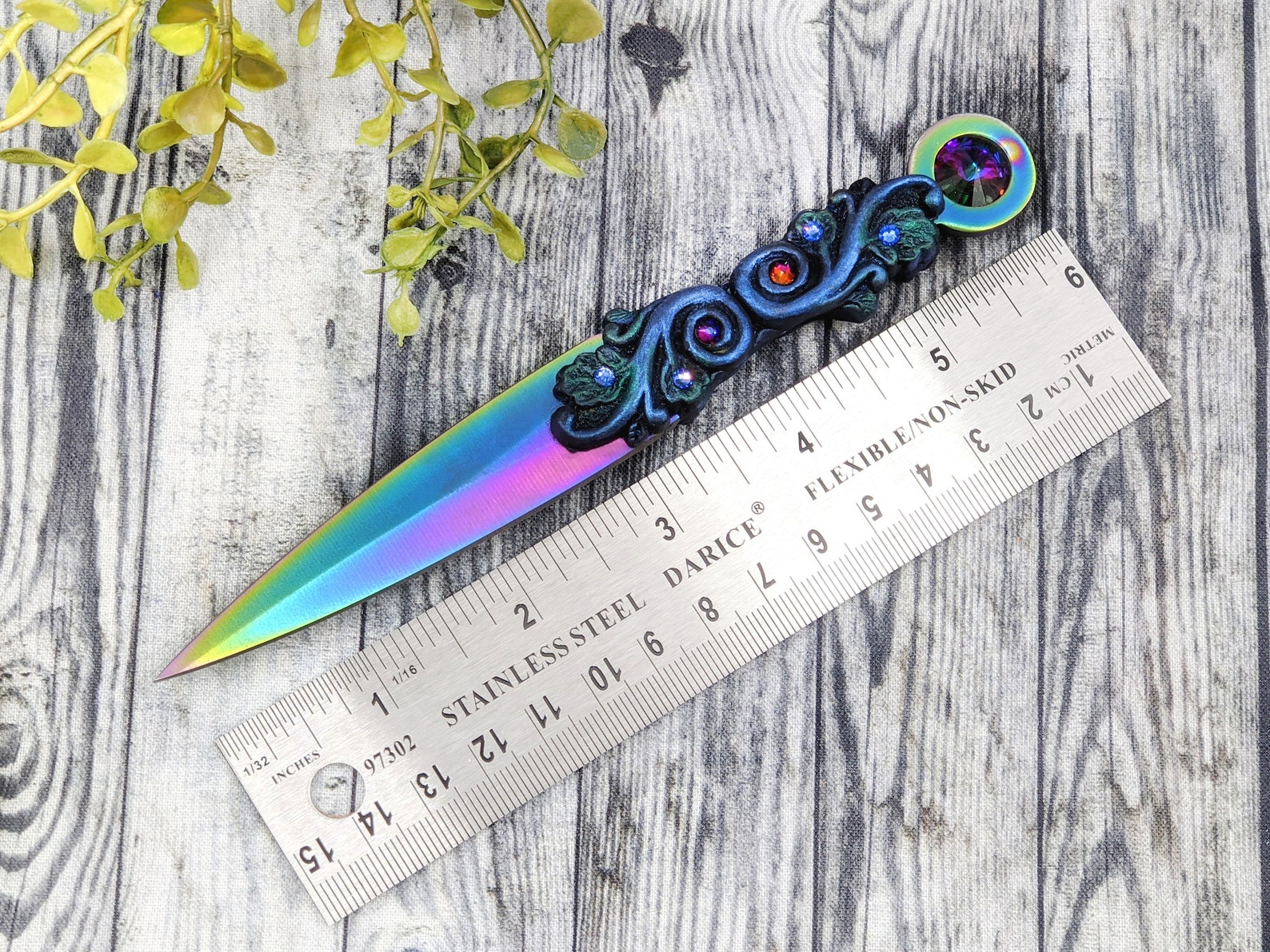 Mini Wiccan Athame Swirls Crystal Blade / Wicca Ritual Knife Ritual ...