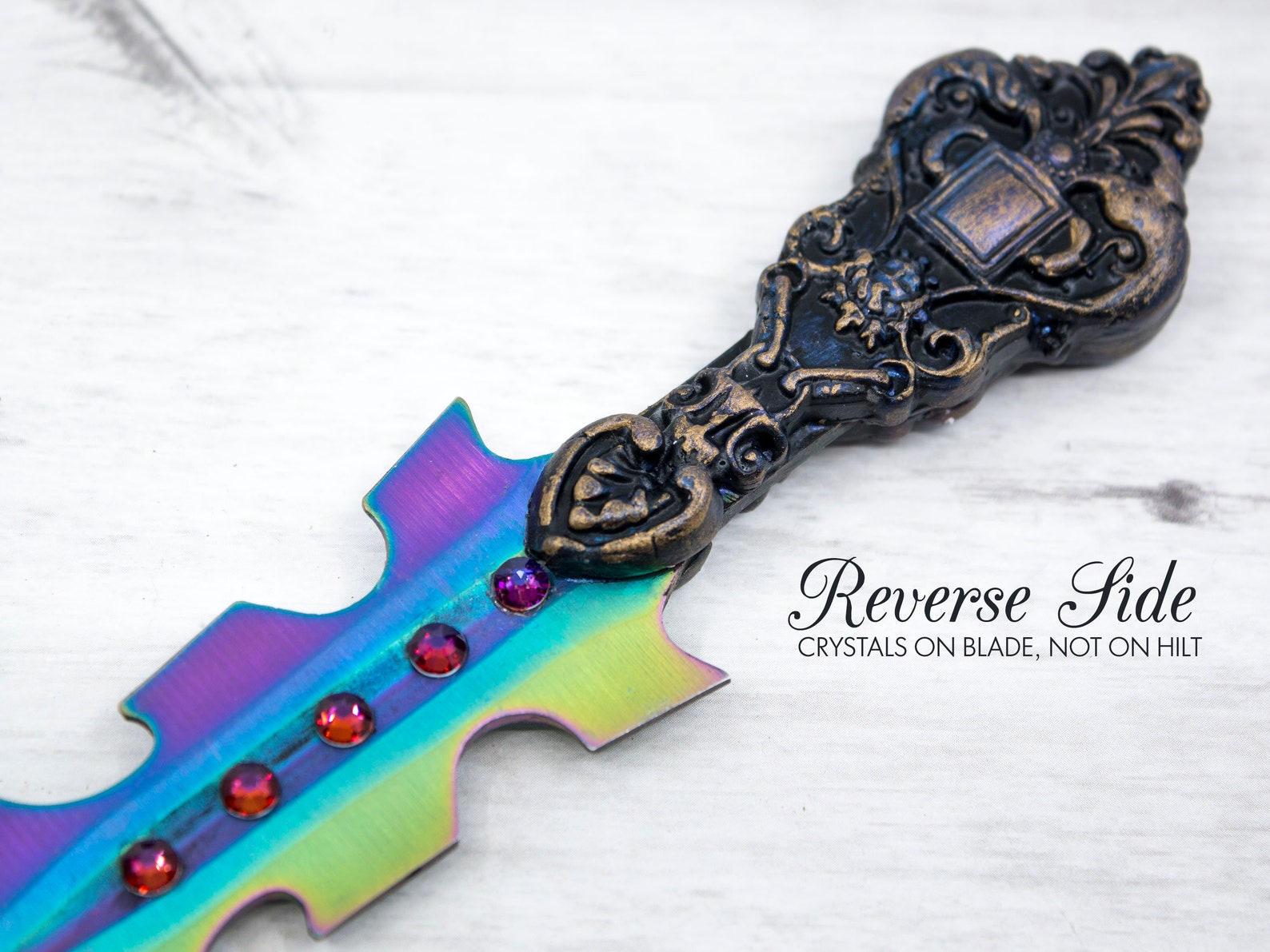Wiccan Athame Rainbow Crystal Blade Wicca Ritual Knife Ritual Dagger ...