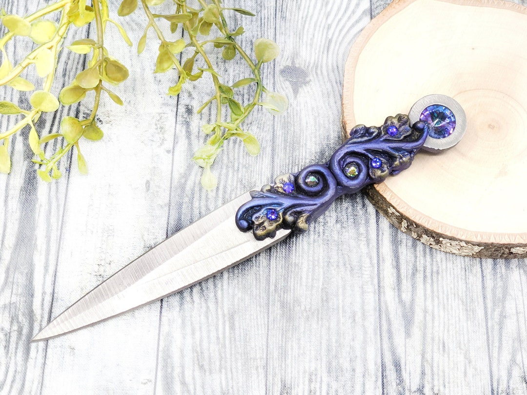 Mini Wiccan Athame Swirls Crystal Blade / Wicca Ritual Knife Ritual ...