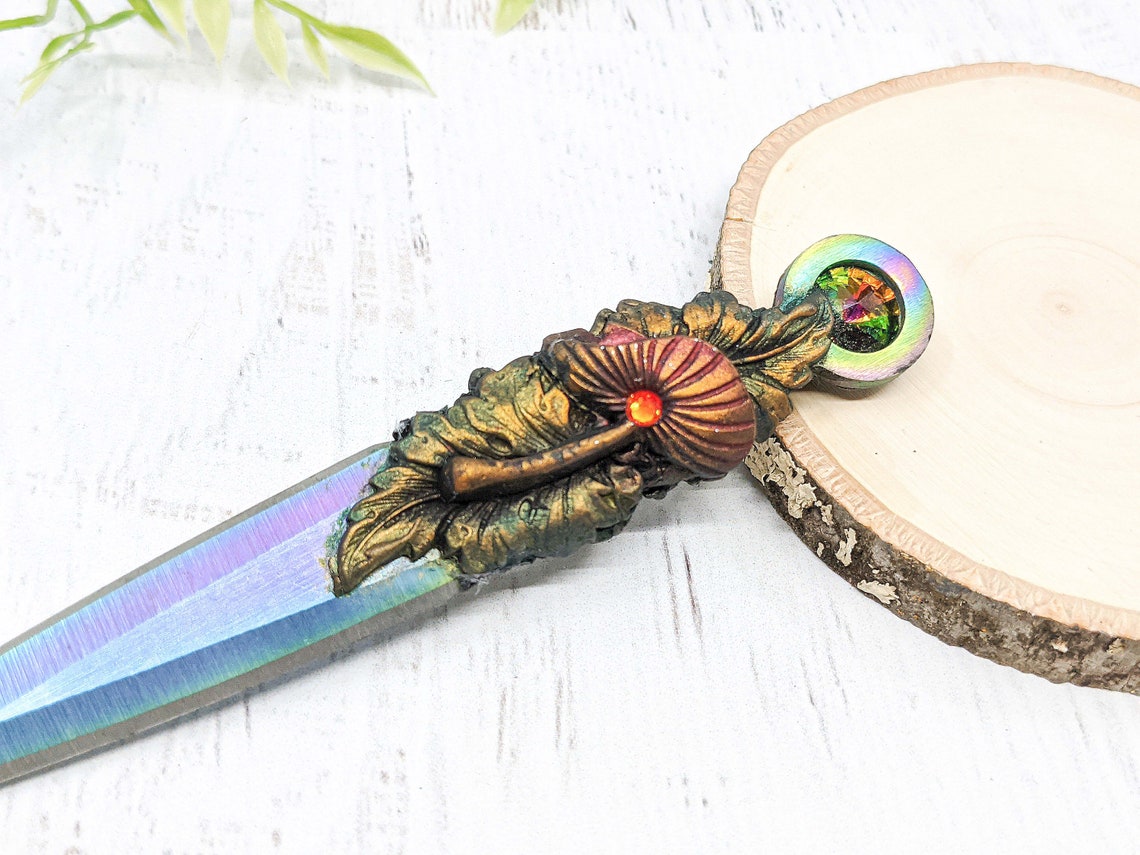 Mushroom Wiccan Athame Woodland Crystal Blade Wicca Ritual - Etsy