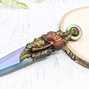 Mushroom Wiccan Athame Woodland Crystal Blade, Wicca Ritual Knife ...