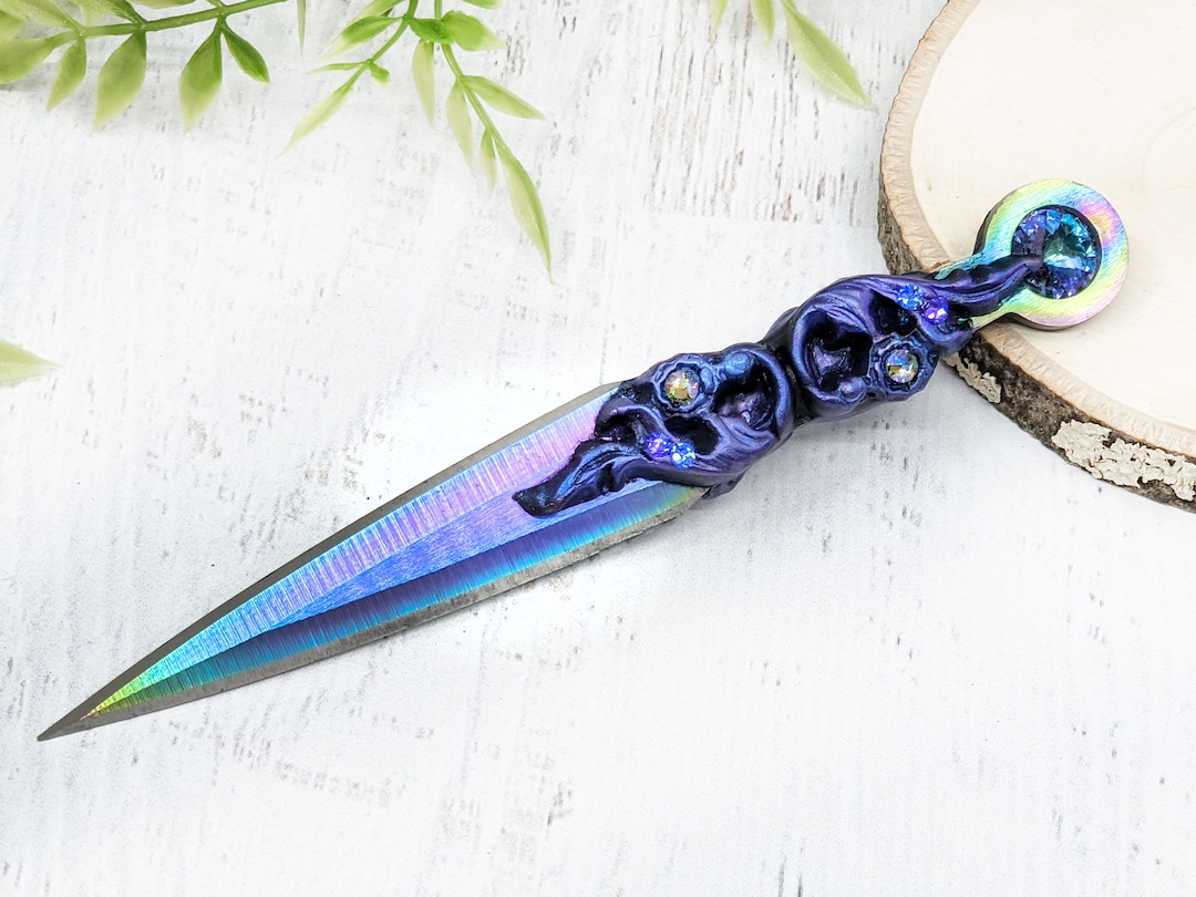 Mini Wiccan Athame Rainbow Crystal Blade, Wicca Ritual Knife Ritual ...