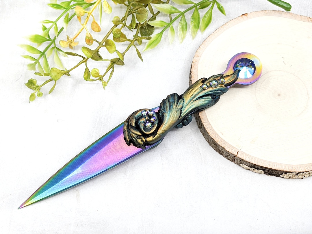 Mini Wiccan Athame Woodland Crystal Blade Wicca Ritual Knife Ritual ...