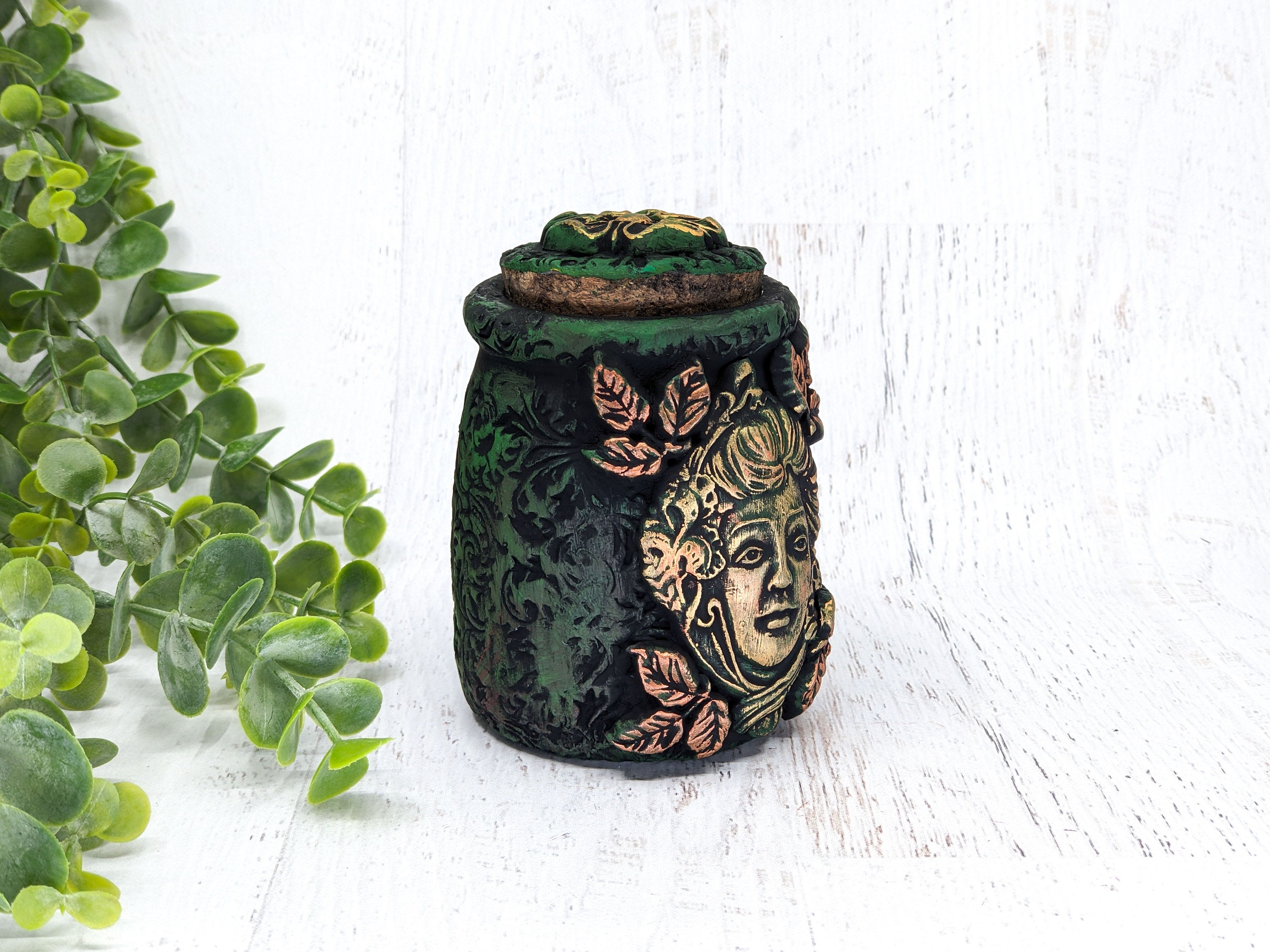 Goddess Apothecary Jar, Woodland Cottagecore Potion Bottle, Green Woman ...