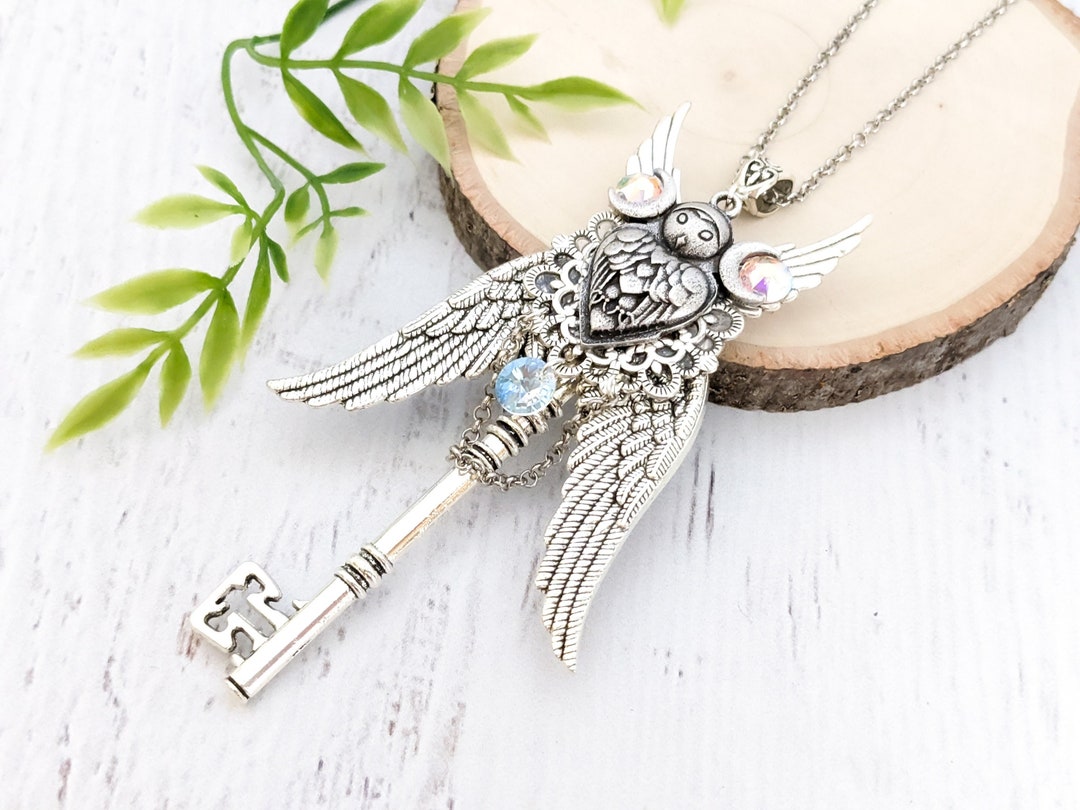 Skeleton Key Necklace "ethereal Guardian" - Key to My Heart Crystal Owl ...