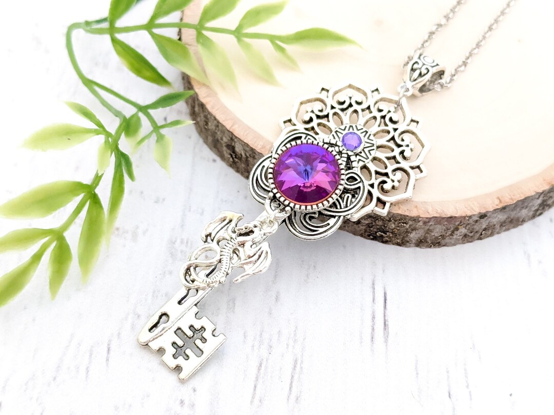 Skeleton Key Necklace "mystic Dragonfire" - Key to My Heart Crystal ...