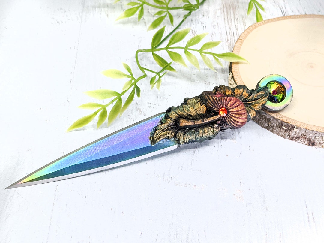 Mushroom Wiccan Athame Woodland Crystal Blade, Wicca Ritual Knife ...