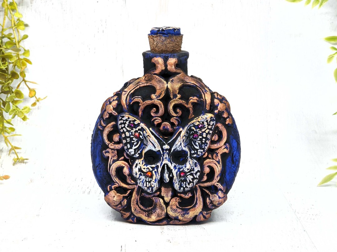 Deathshead Moth Apothecary Jar Potion Bottle, Gothic Home Decor Wiccan ...